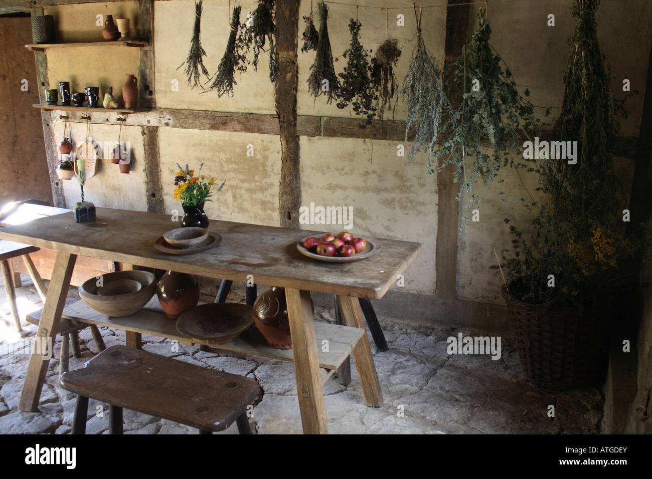 Inside old Country Cottage Kitchen Stock Photo - Alamy