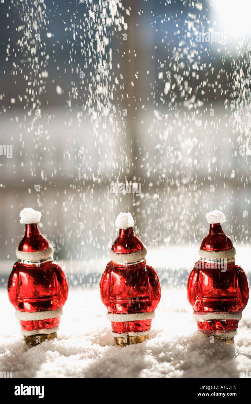 Santa decorations and snow Stock Photo - Alamy