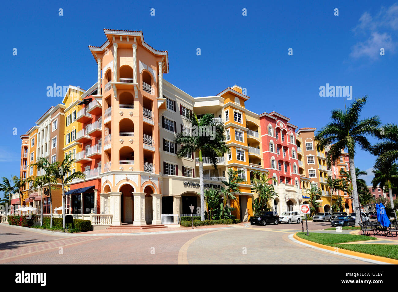Naples Florida Bayfront Shopping and Residential District Stock Photo ...
