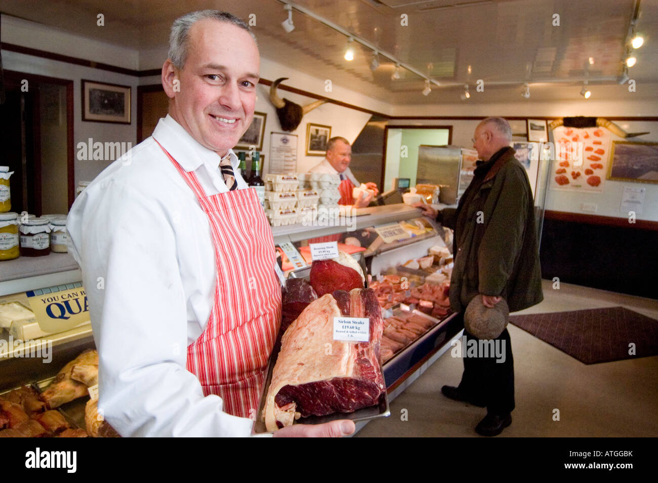 The village Butcher and shop in the small northumberland village of ...
