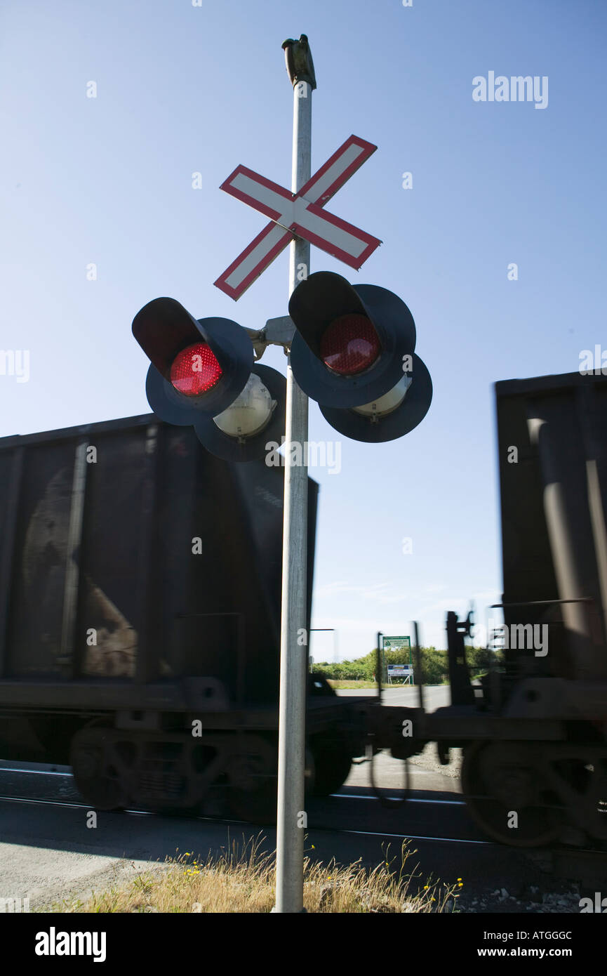 Train and Railroad Crossing Signal Stock Photo - Alamy