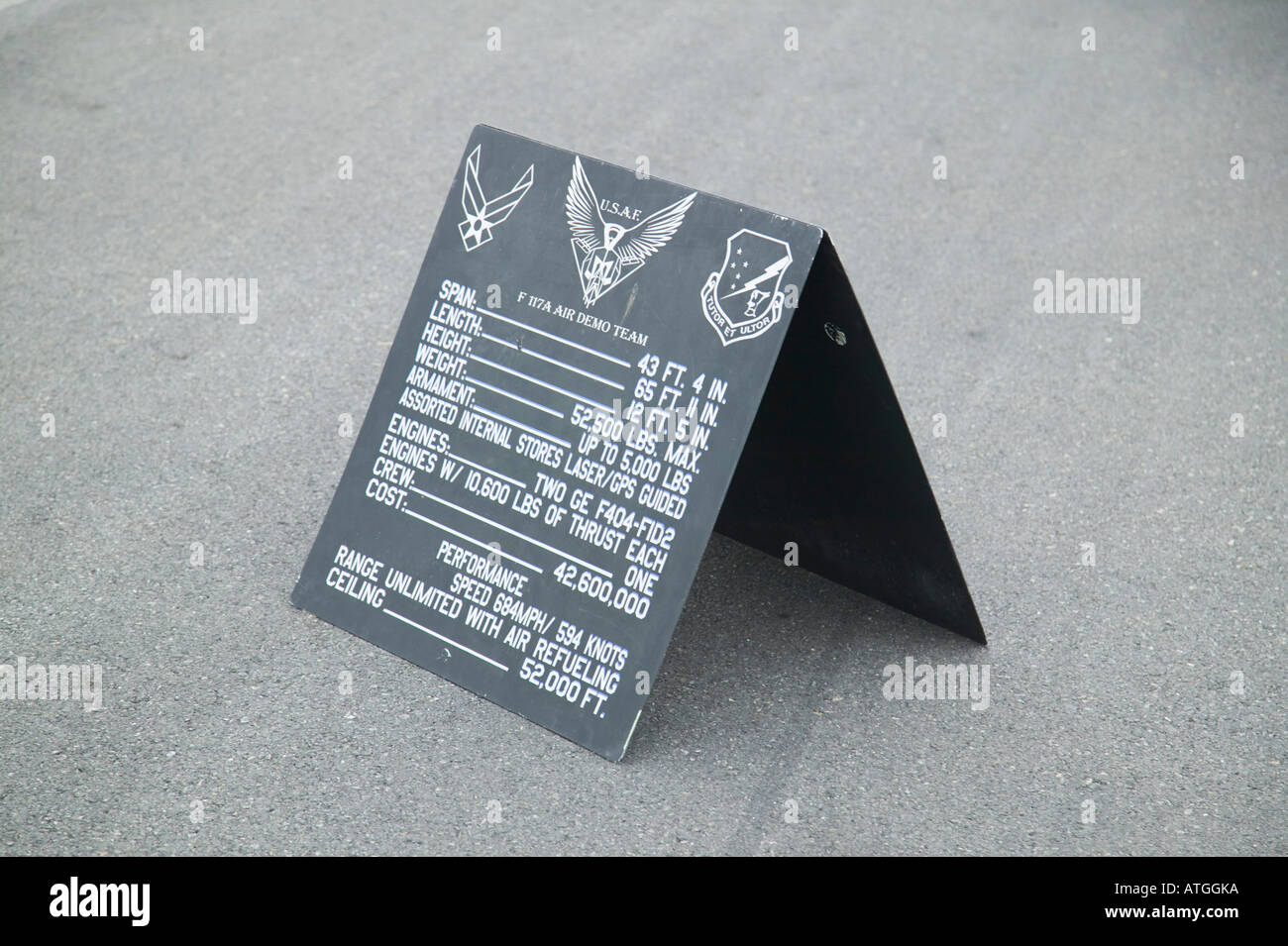 Display Placard For a F 117 Stock Photo - Alamy