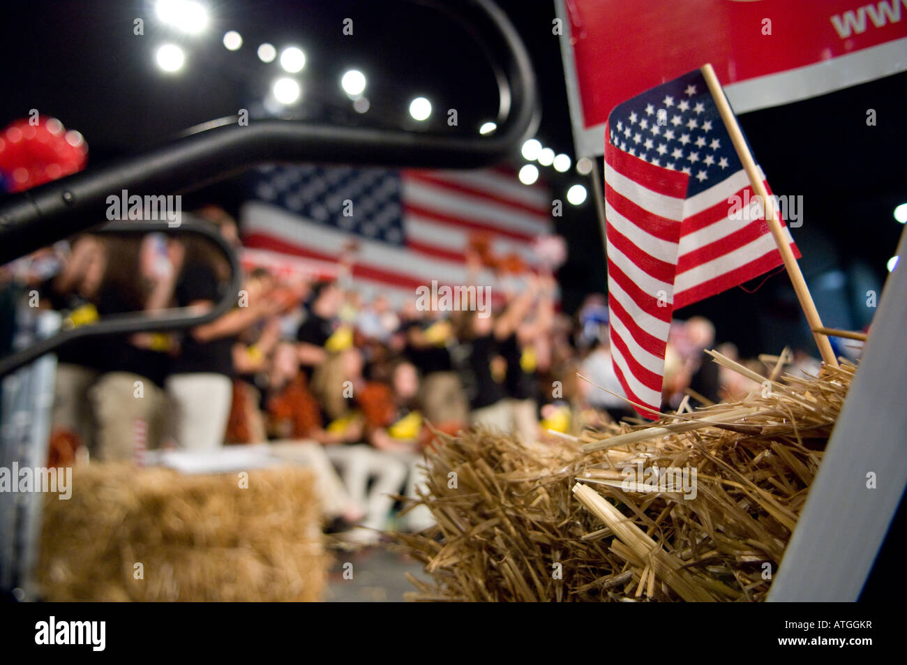 American flags decorate a campaign rally Stock Photo - Alamy