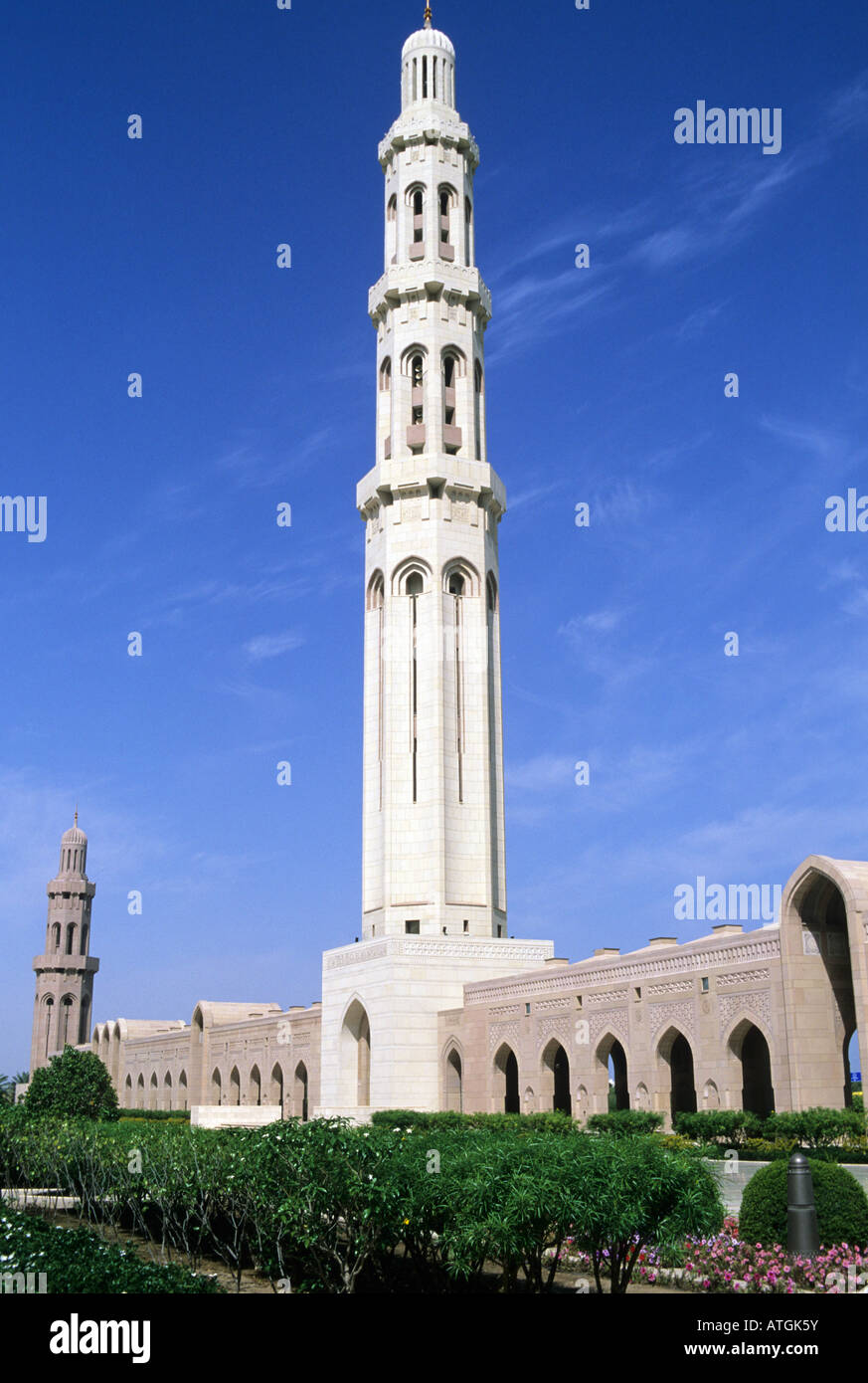 Sultan Qaboos Mosque. Al-Ghubrah. Oman. Main Minaret. Sultanate of Oman ...