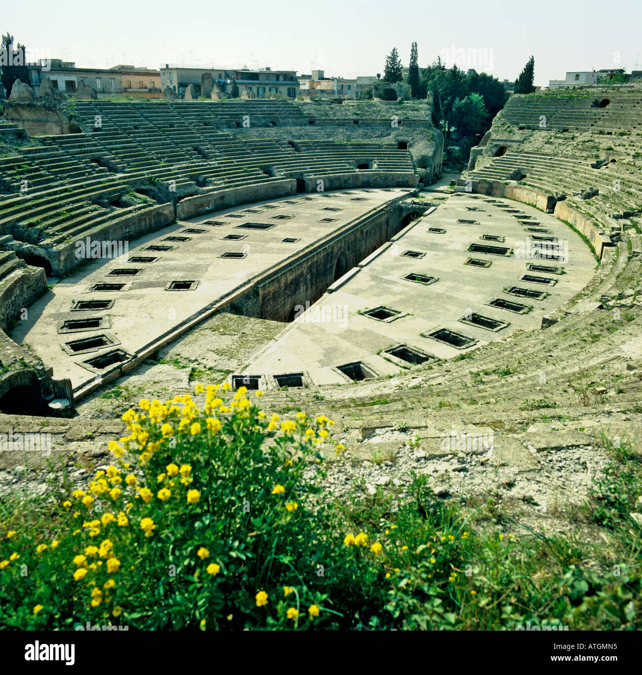 Pozzuoli Naples Italy EU Ancient Roman amphitheater showing glimpse of ...