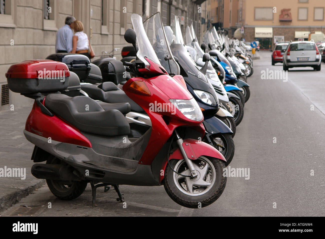 A line of vespas motor scooters hi-res stock photography and images - Alamy