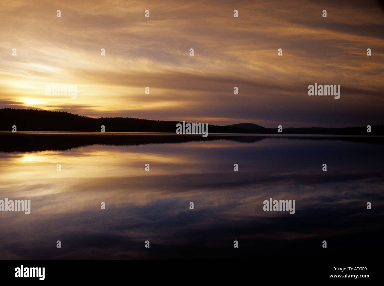 The beautiful scenic landscape of New Hampshire at sunrise which is ...