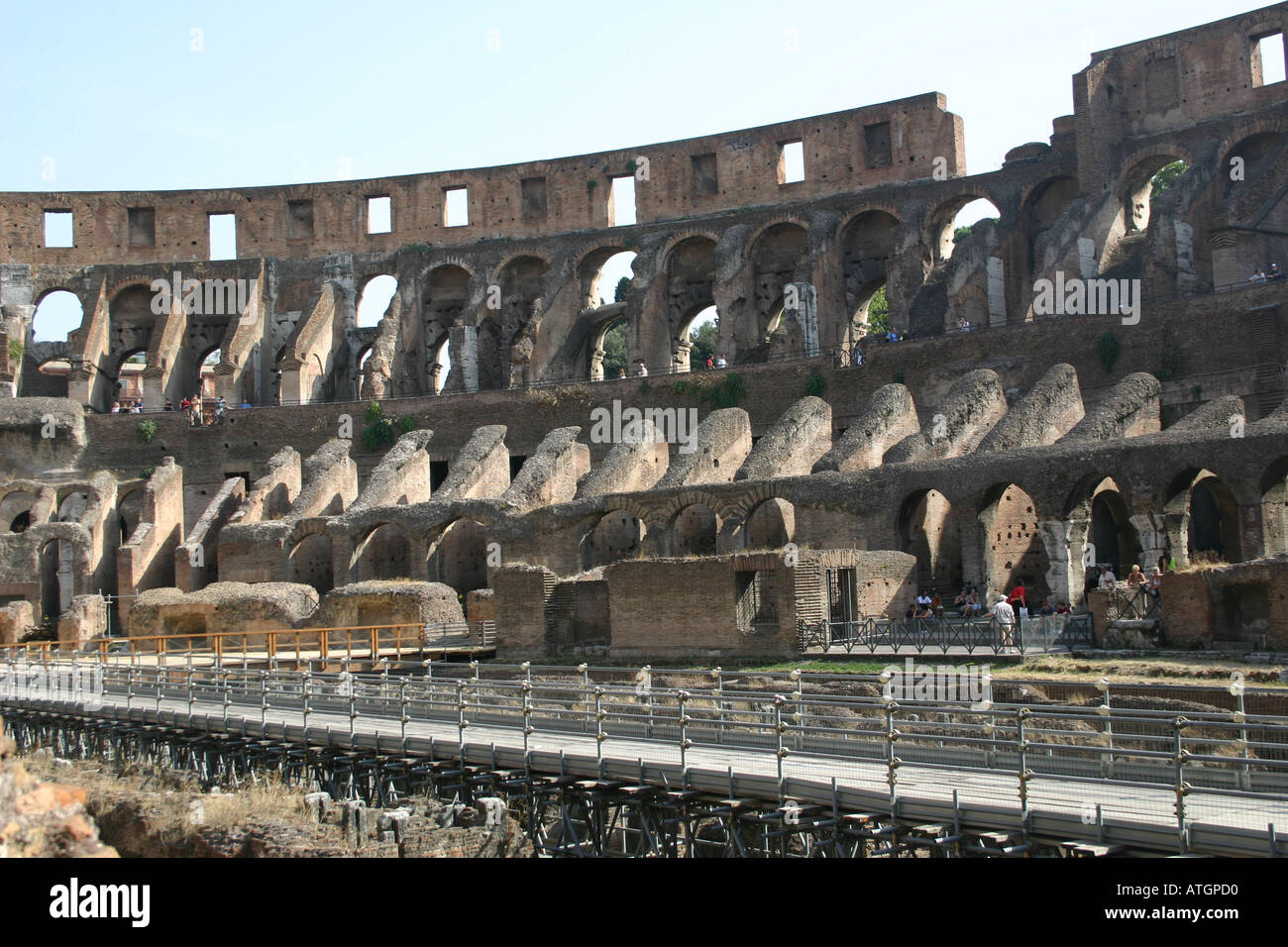 Inside the ancient roman monument the Colosseum, Rome, Italy Stock ...