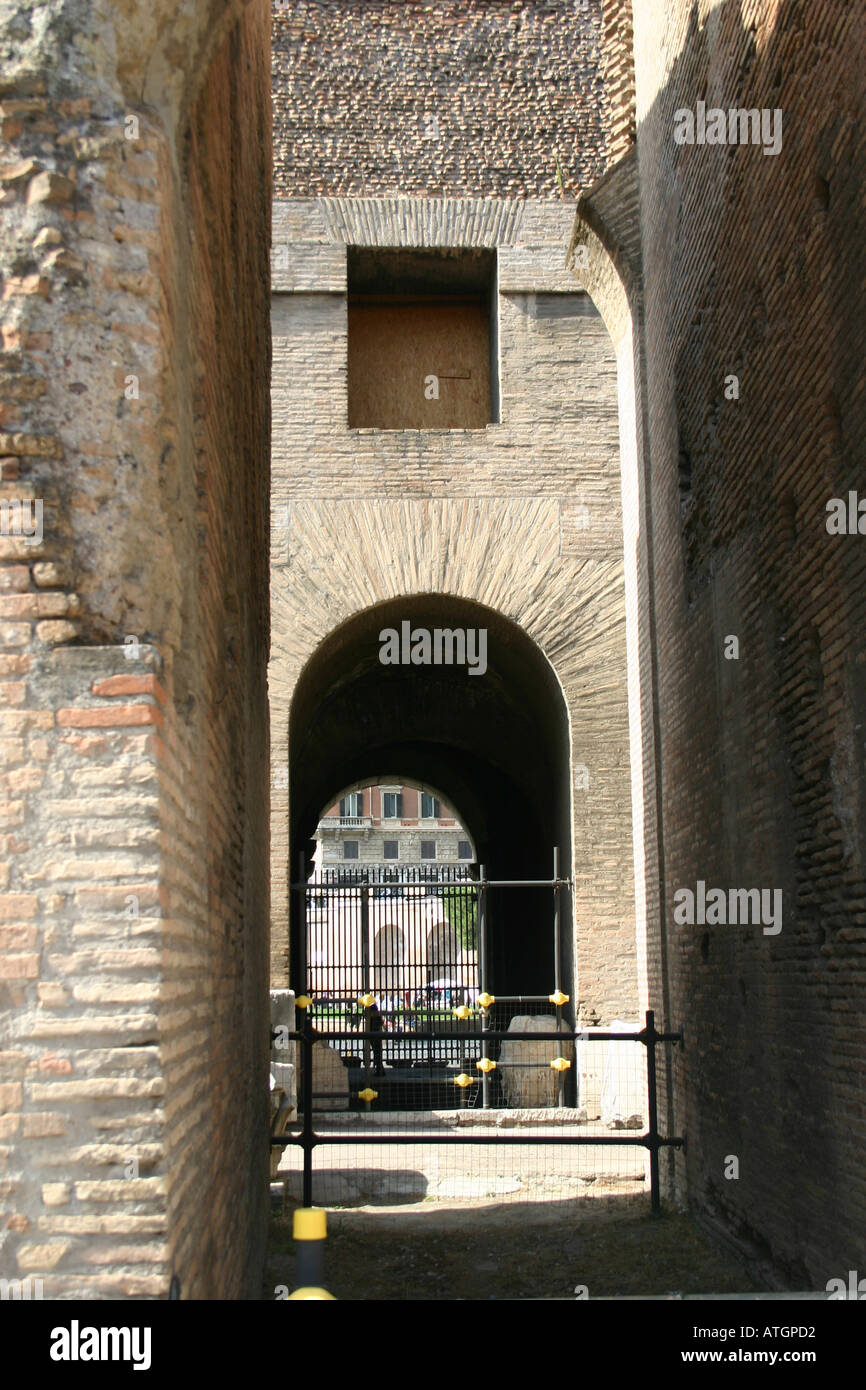 Inside the ancient roman monument the Colosseum, Rome, Italy Stock ...
