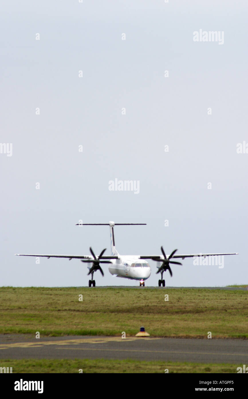 Flybe torbo prop plane taxiing for take off Leeds Bradford Airport ...