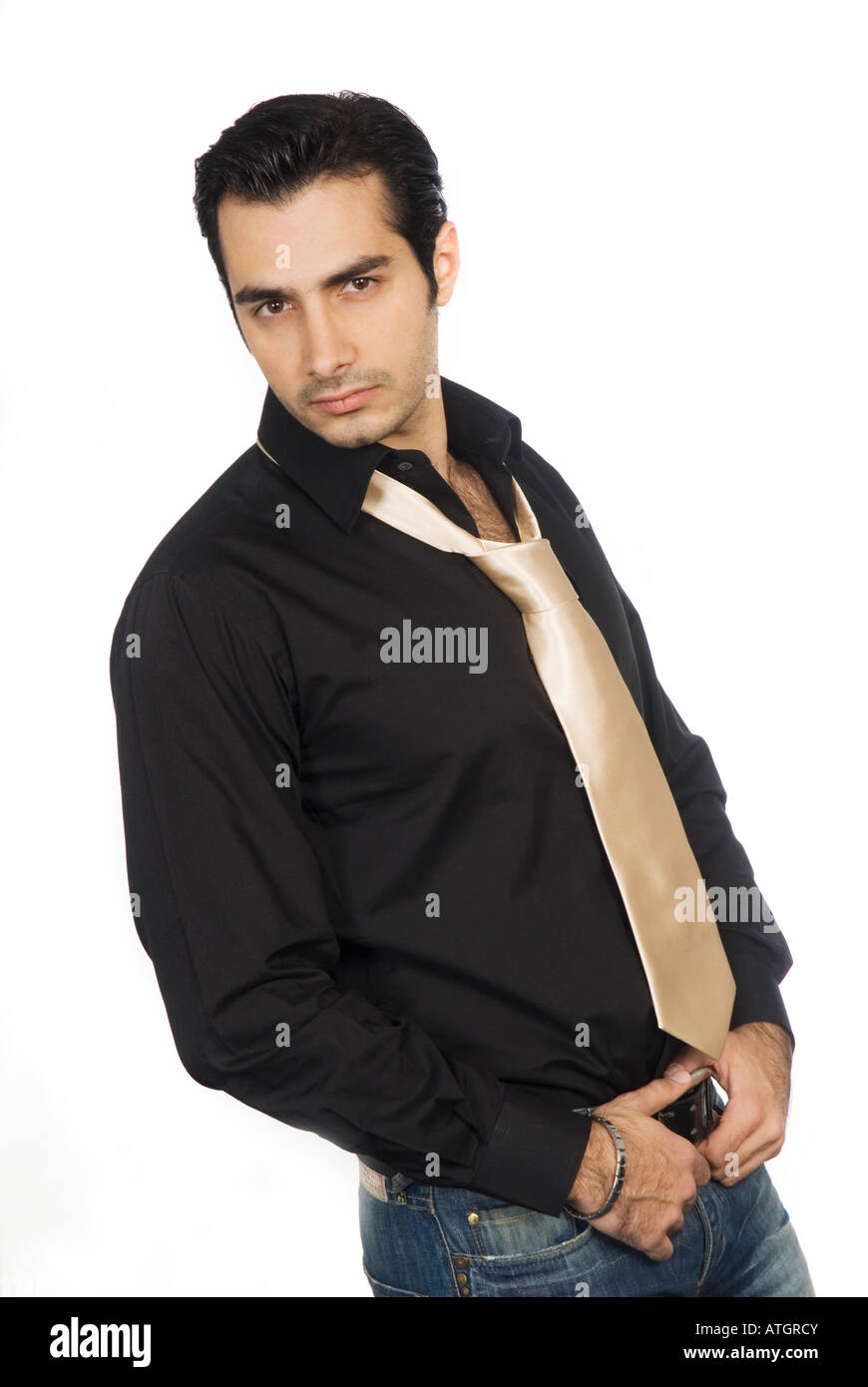 Fashion model man showing confidence Stock Photo - Alamy