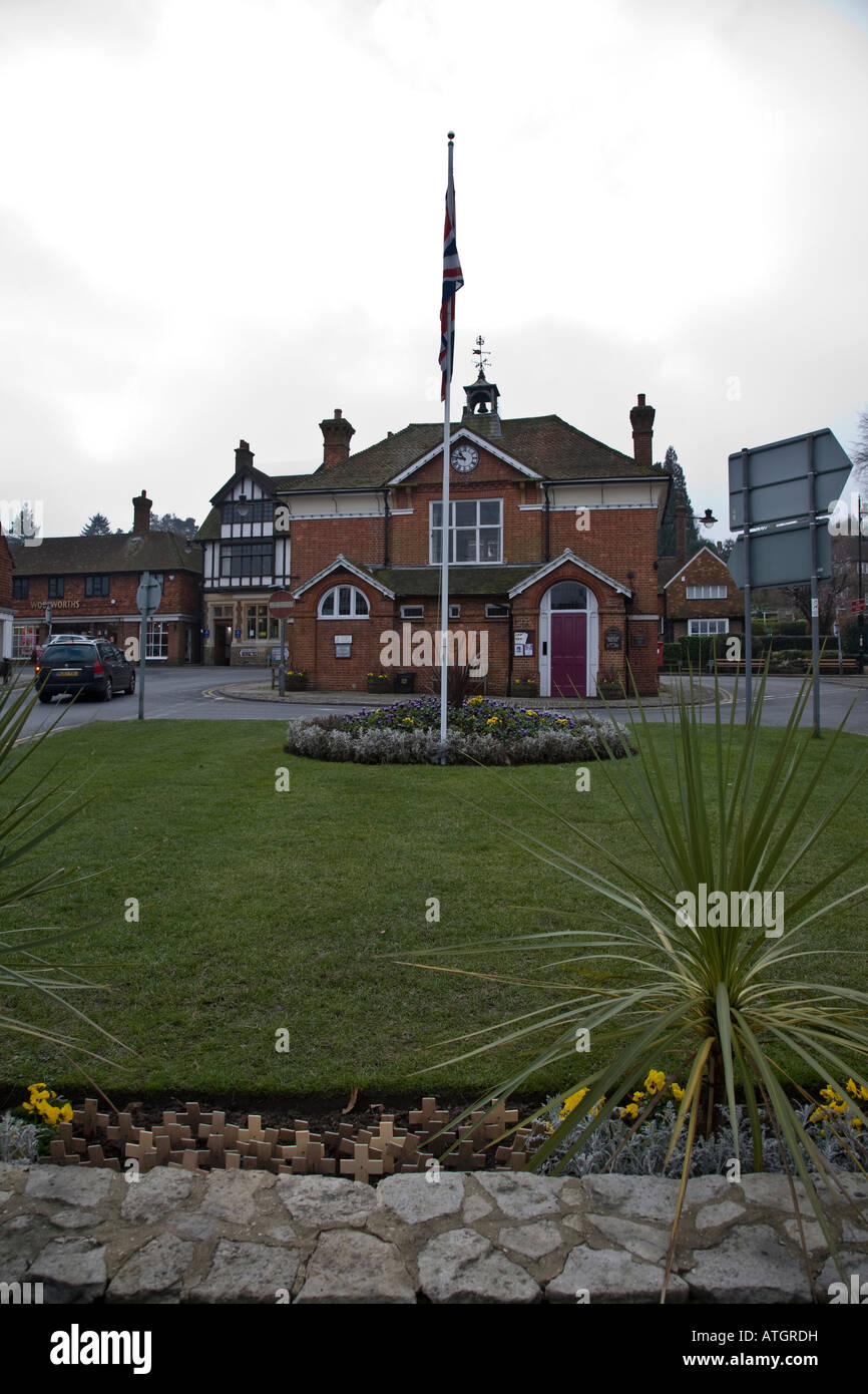 Haslemere Town Hall centre with Remembrance Day crosses in the ...