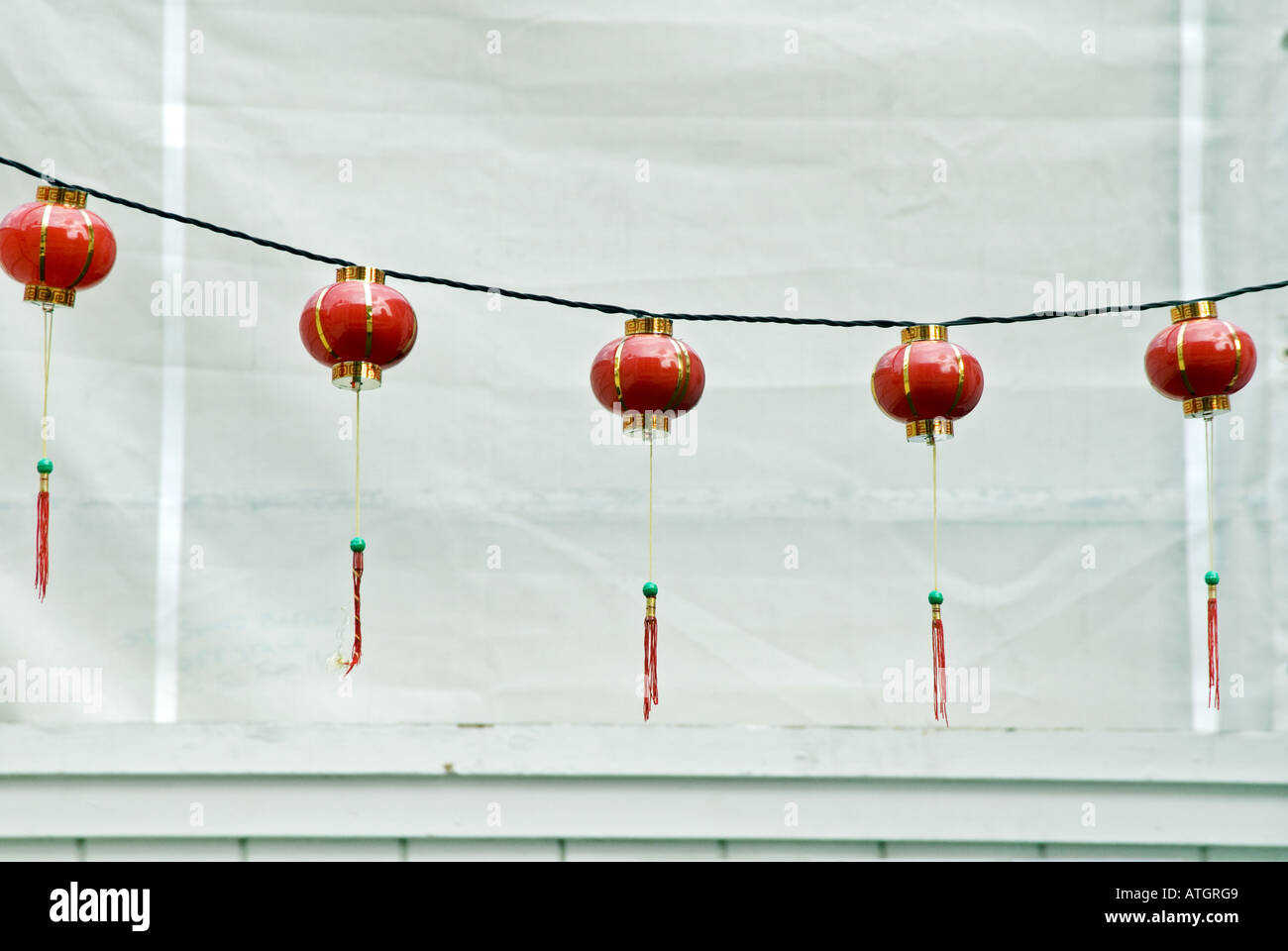 a string of summer lanterns Stock Photo - Alamy