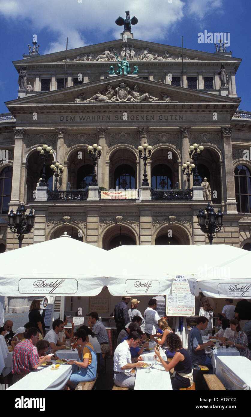 People at the festival Opernplatzfest in front of the old opera house ...