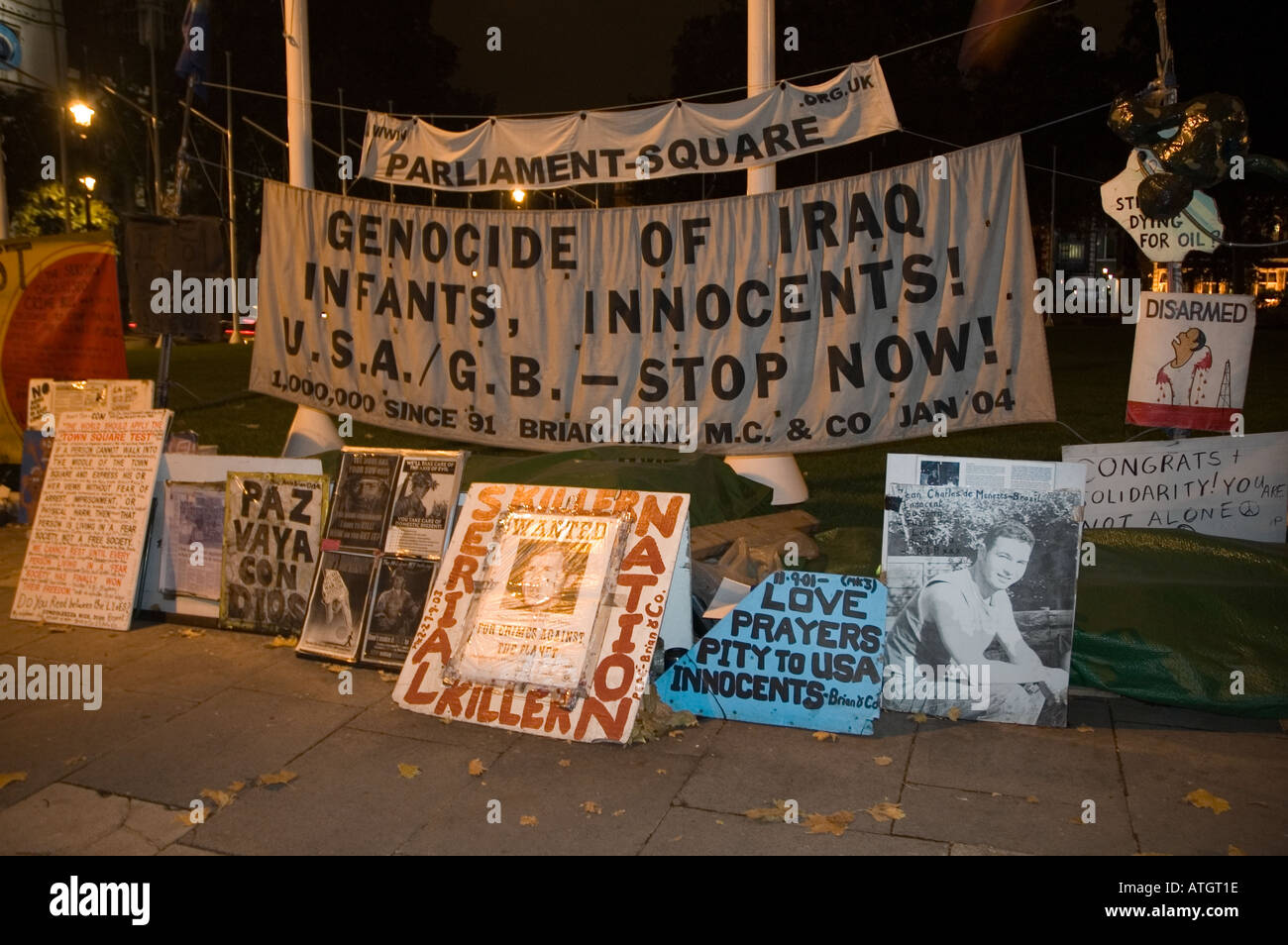 Permanant demonstration against the Iraq War outside the Houses of ...