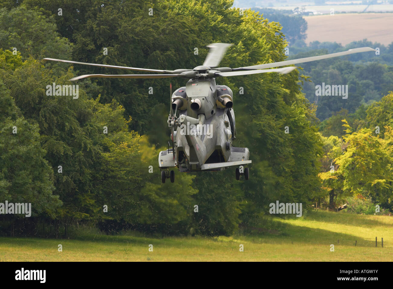 RAF Puma landing in a field Stock Photo - Alamy
