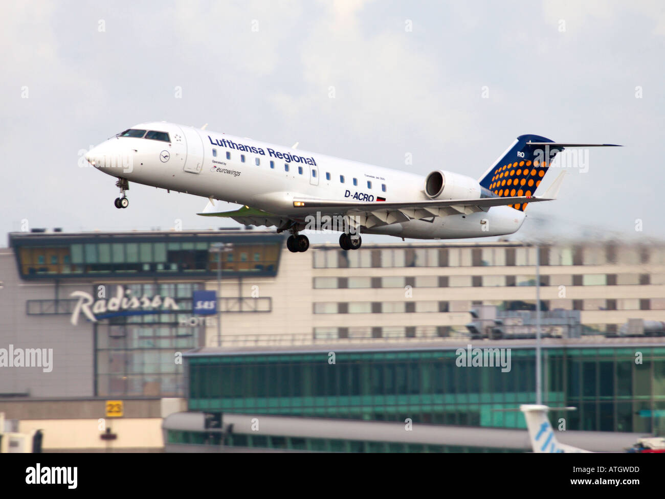 Lufthansa at Manchester Airport infront of the atc contraol tower Stock ...