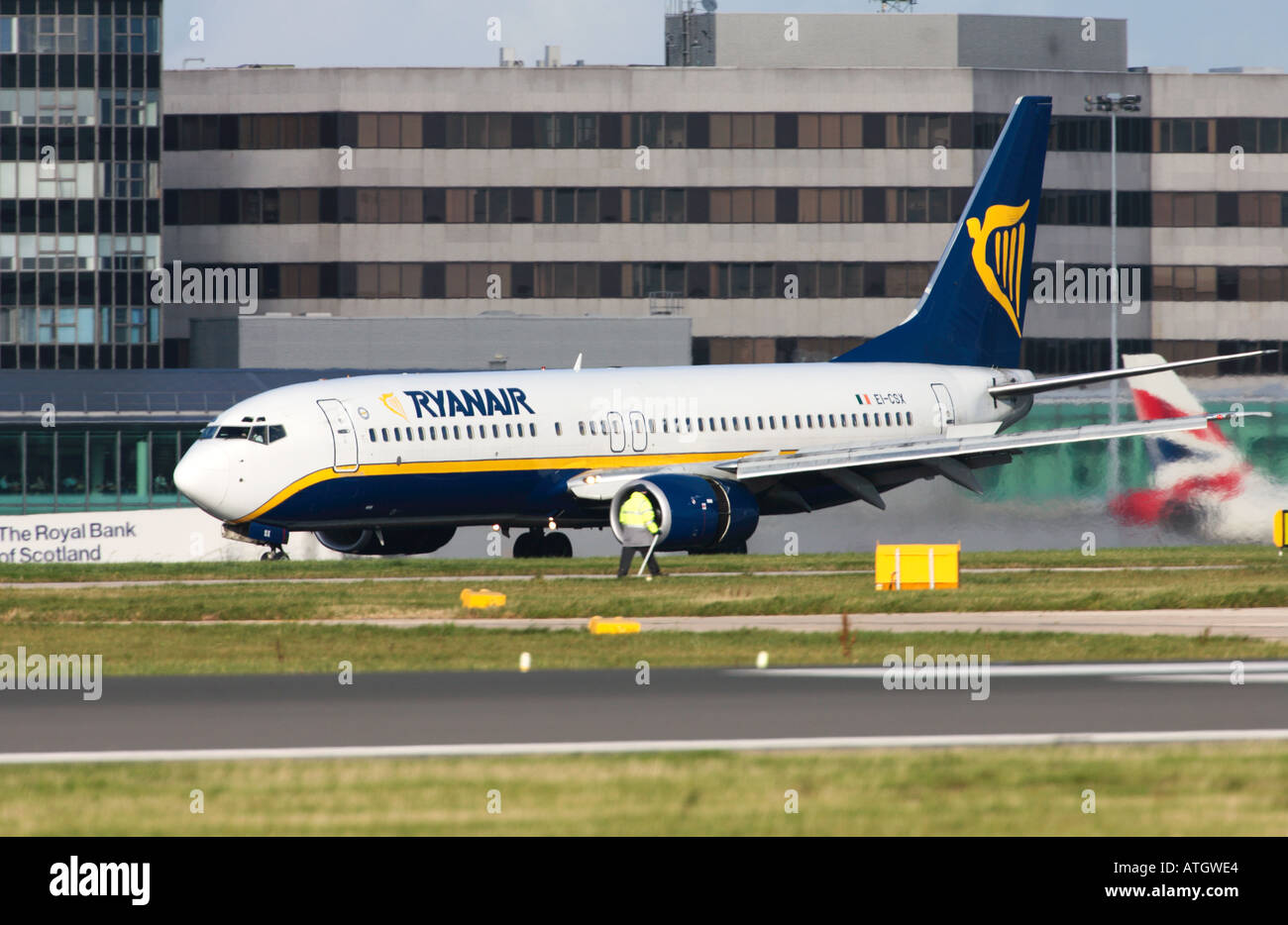 Ryanair at Manchester Airport infront of the atc control tower Stock ...