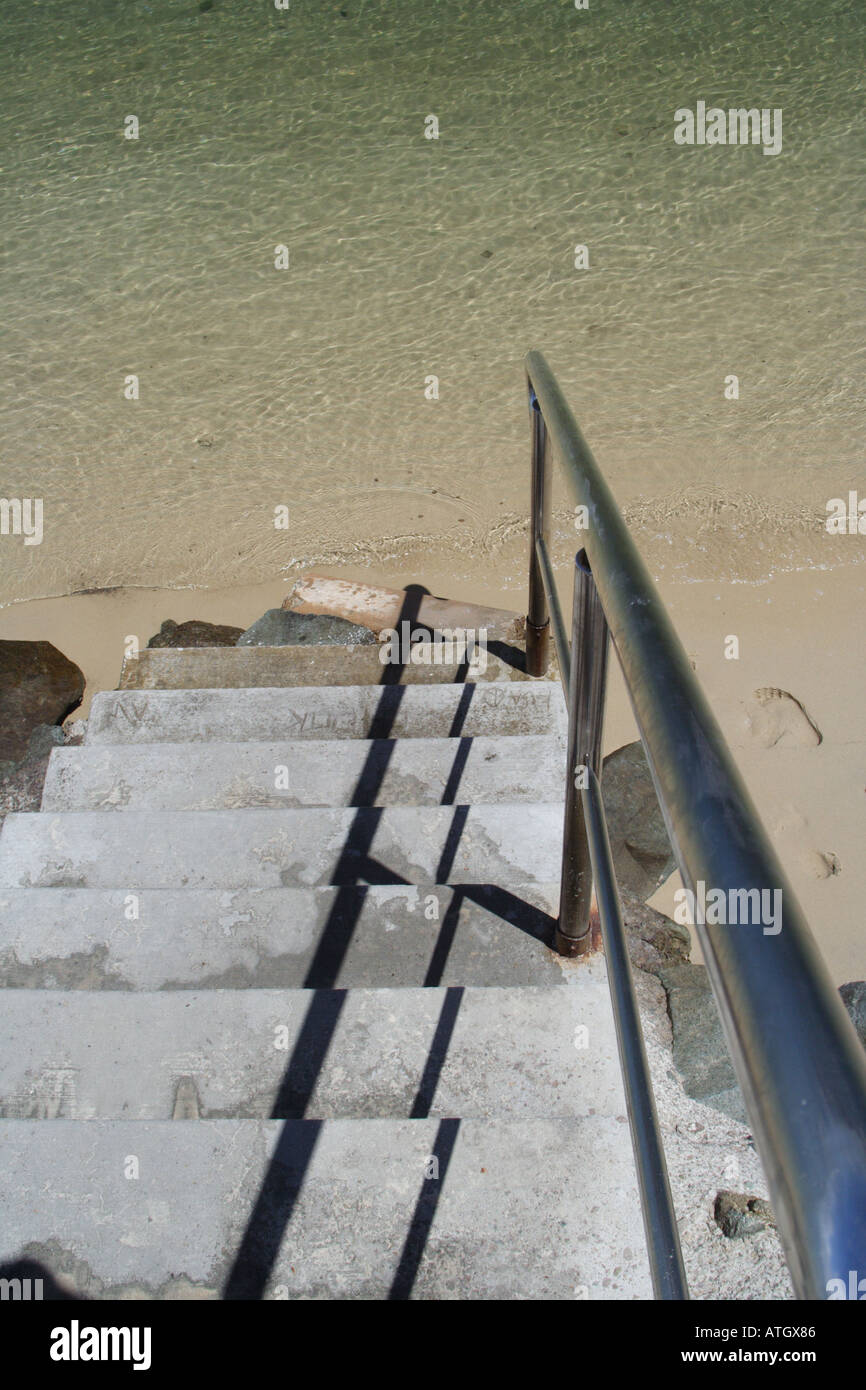 STAINLESS STEEL AND CONCRET STAIRS LEADING TO THE WATER MOOLOOLABA ...