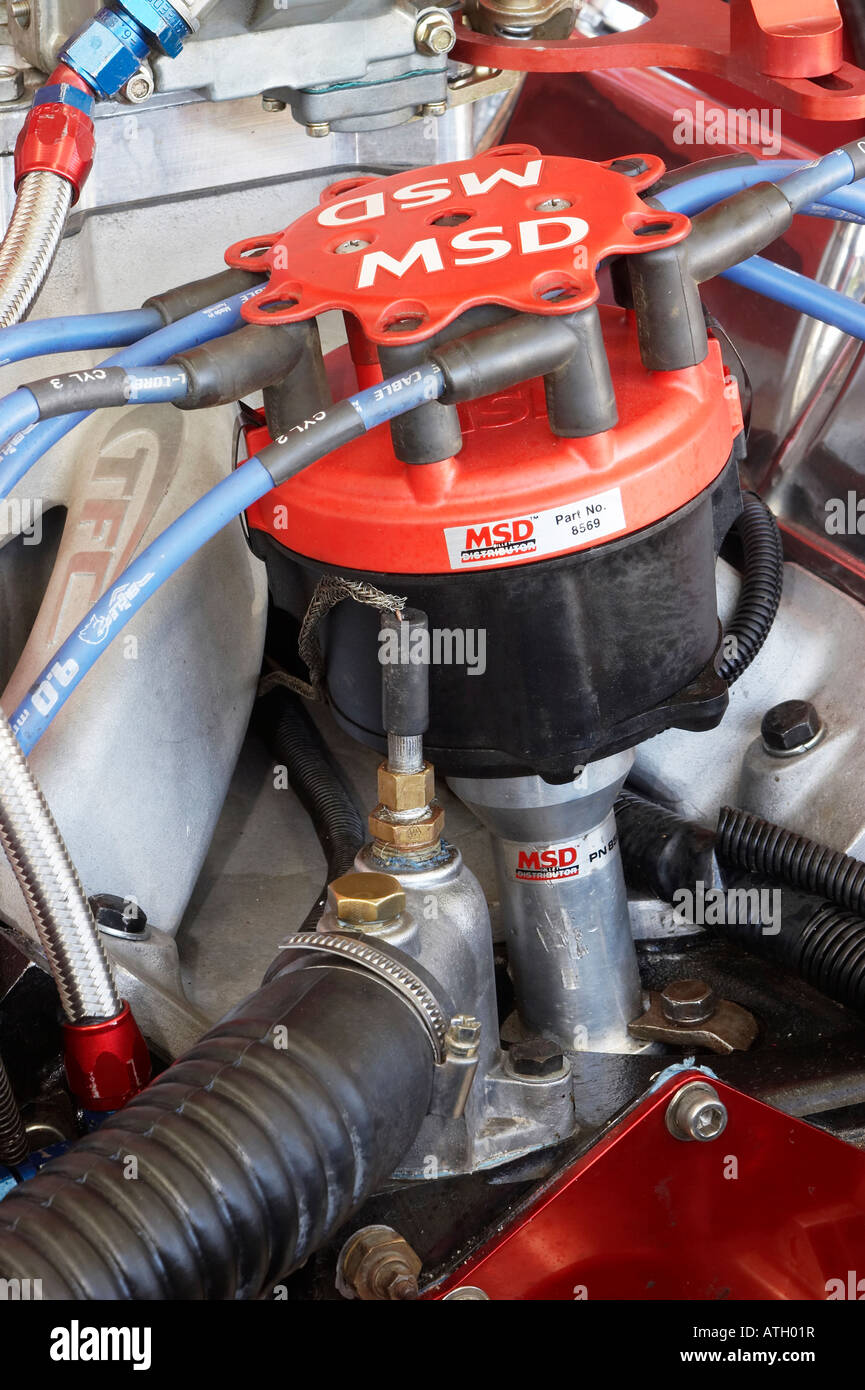 MSD race specification distributor on a V8 race engine Stock Photo - Alamy
