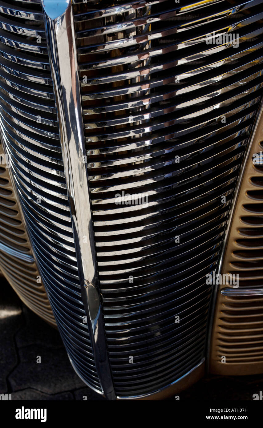 Chrome grill vintage Ford Auto restored Stock Photo - Alamy