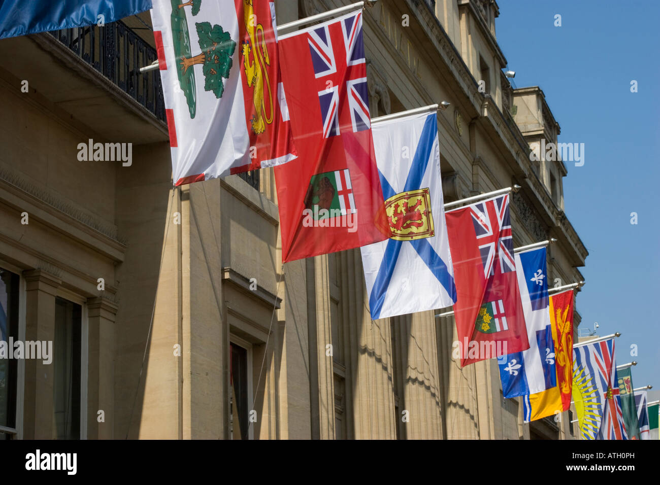 National flags of different countries outside a London embassy Stock ...