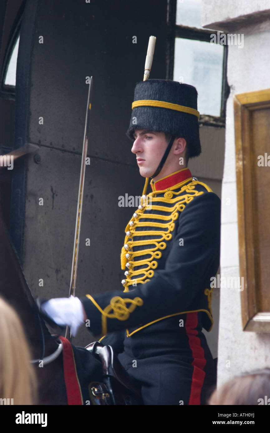 Soldier on horseback guarding the Admiralty gate in Whitehall London ...
