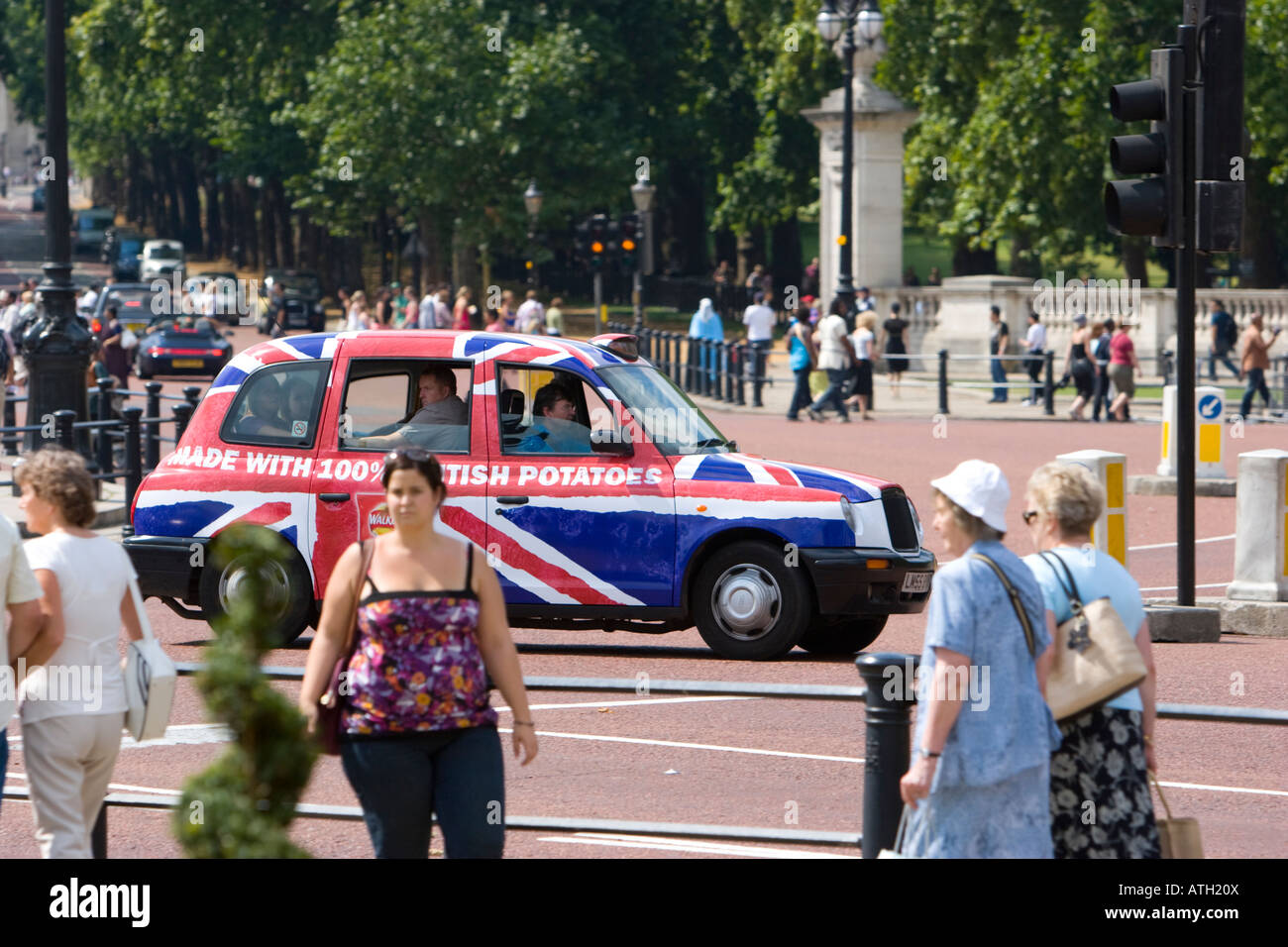 Taxi cab with the bodywork painted in the colours and design of a Union ...