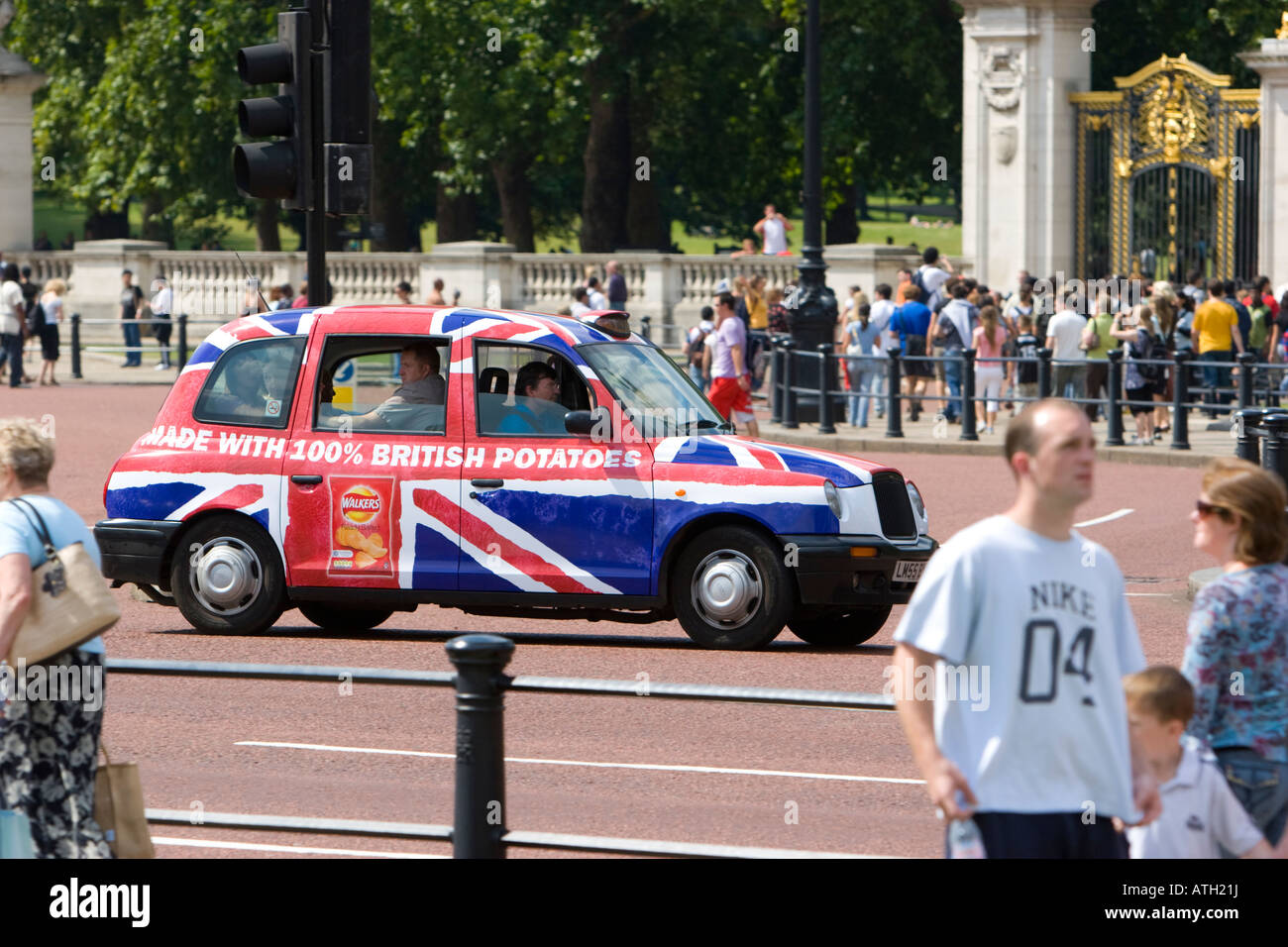 Taxi cab with the bodywork painted in the colours and design of a Union ...
