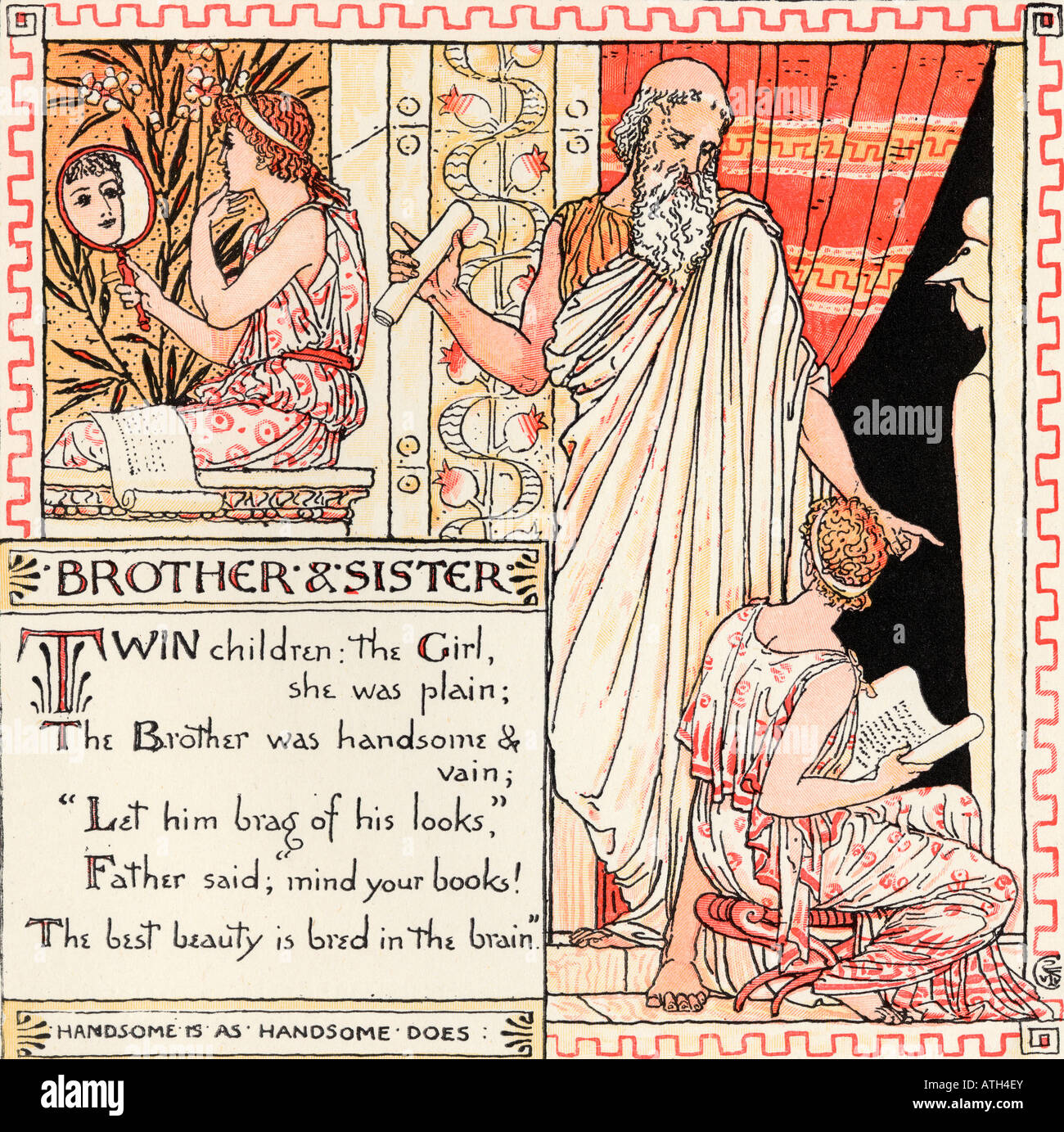 Brother and Sister. From the book The Baby's Own Aesop by Walter Crane ...