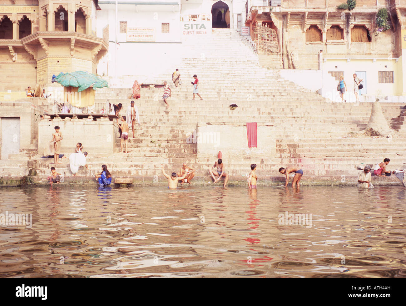 people washing in Ganges river Varanasi India Stock Photo - Alamy