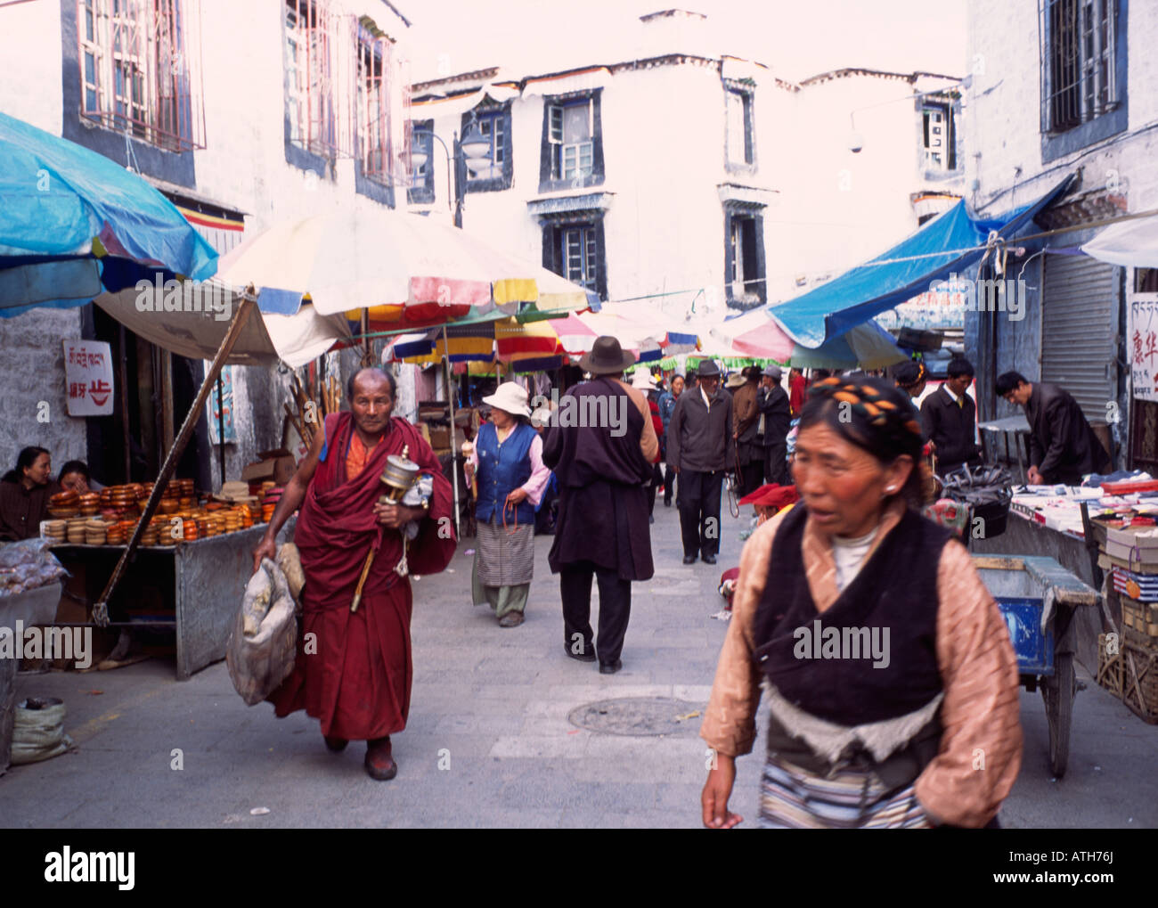 Tibetan pilgrim walking, Jokhang Temple, Lhasa Stock Photo - Alamy