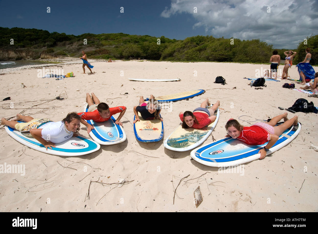 surf lesson school, caribbean, people on the beach, surf, teenagers ...