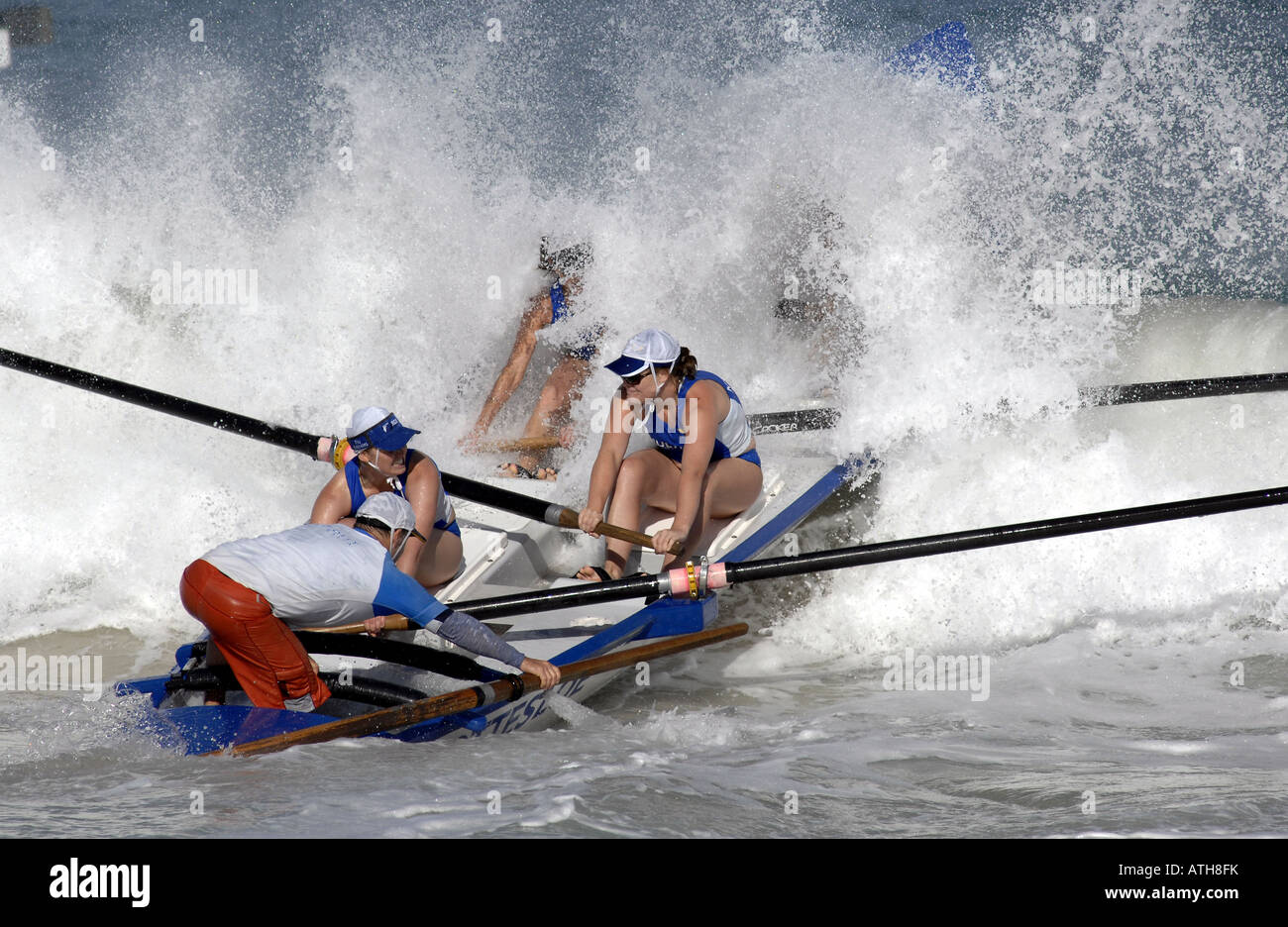 Women's surf boat event in the National Surf Lifesaving Championships ...