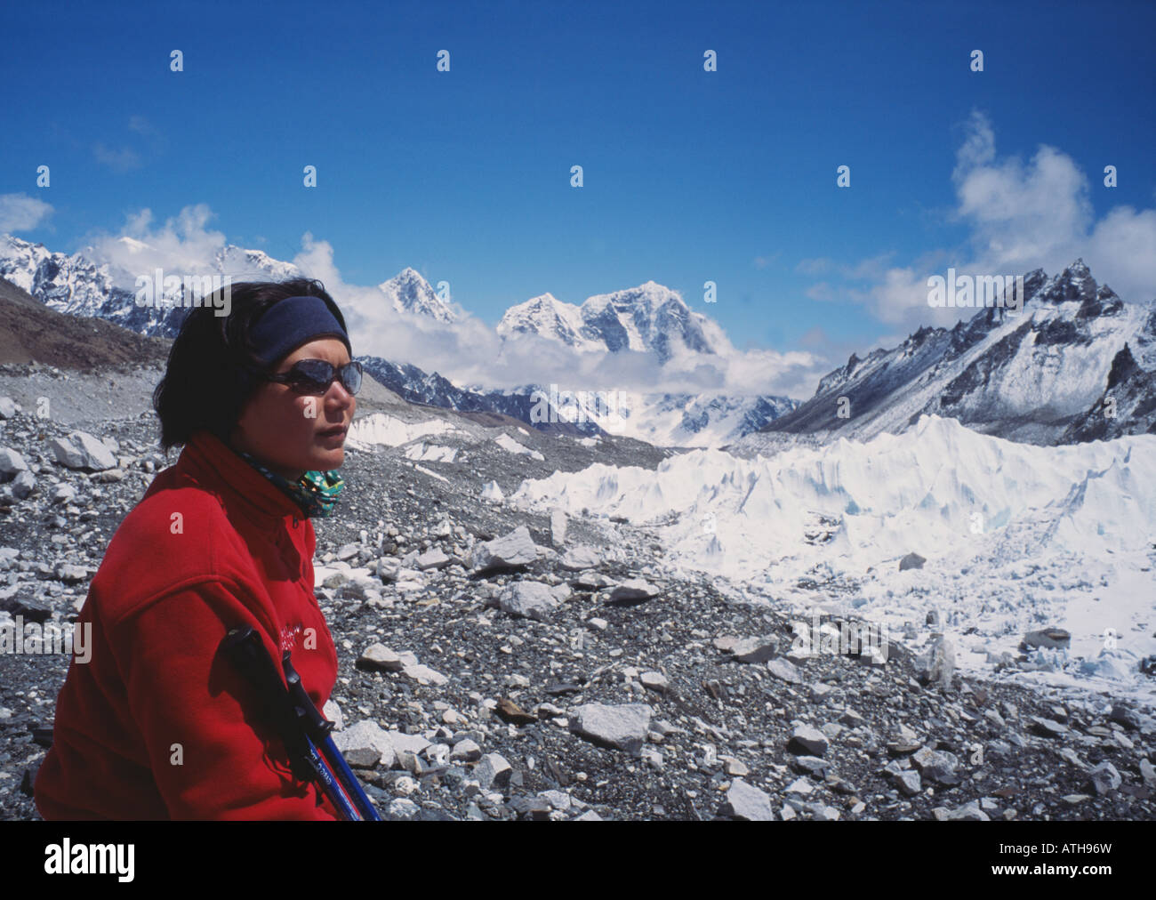 girl trekking through Himalayas, Nepal Stock Photo - Alamy