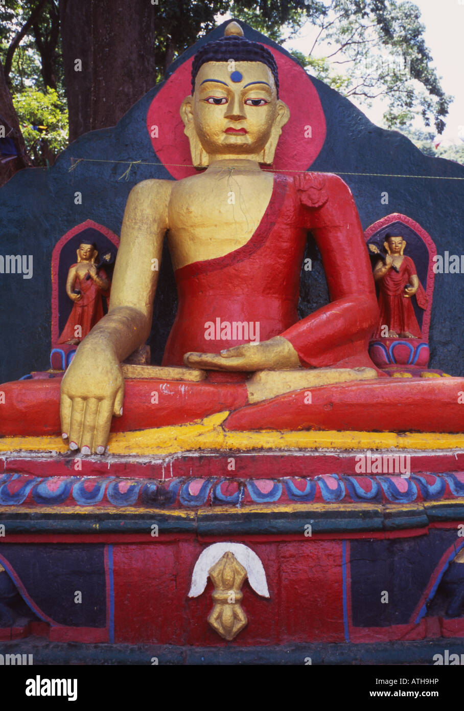 Buddha statue head, Monkey temple, Nepal Stock Photo - Alamy