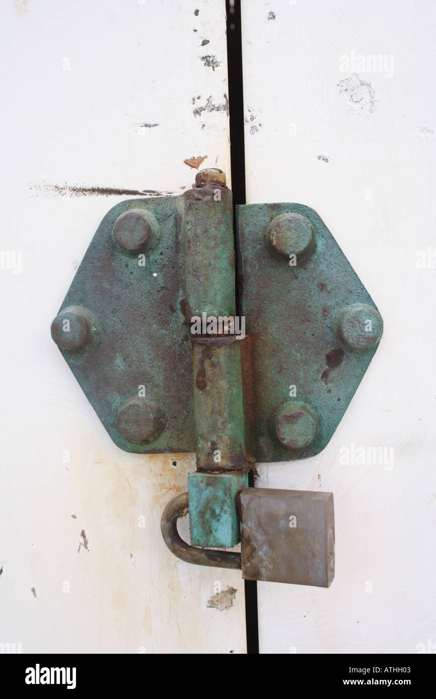 HEXAGONAL HINGE AND PADLOCK Stock Photo - Alamy