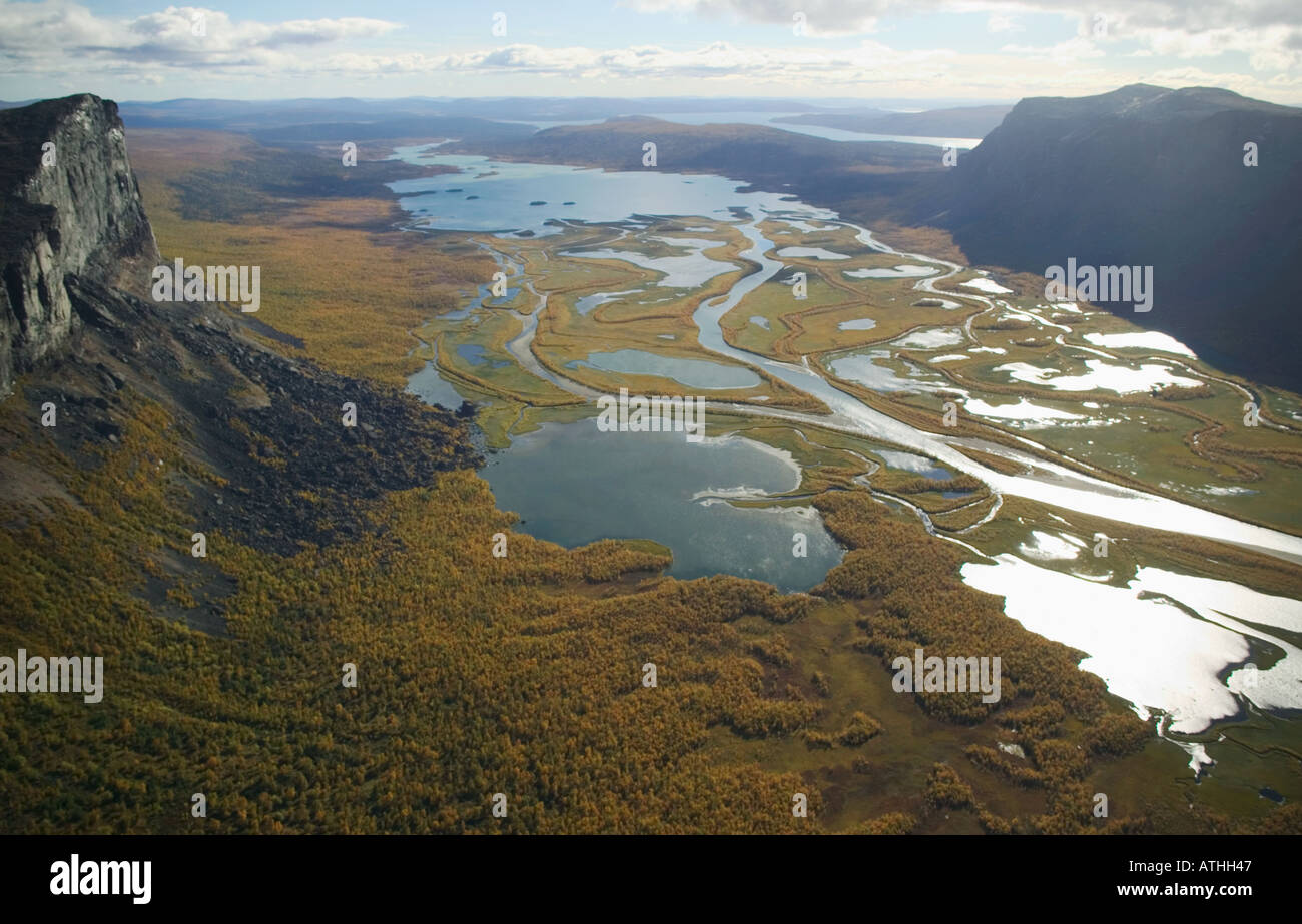 A view of the Rapa Valley Delta with Mt Skierffe on the far left Sarek ...