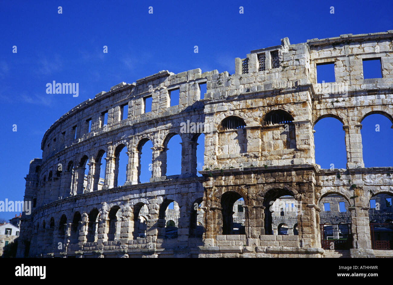 Roman colosseum Arena in Istrian city of Pula Croatia Europe Stock ...
