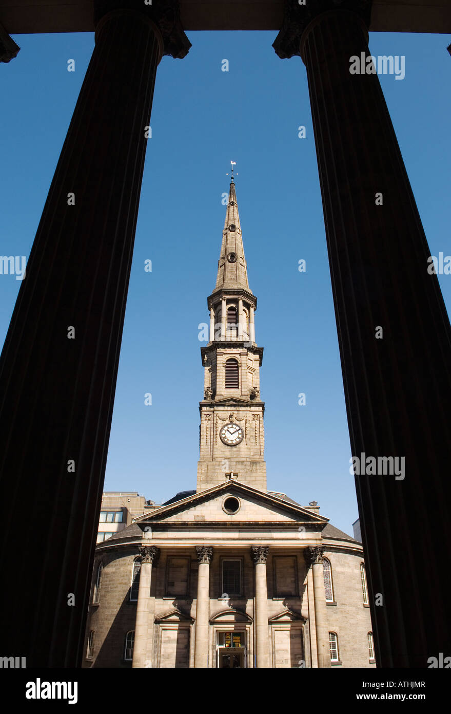 George Street in the New Town, Edinburgh, Scotland, UK. The Church of ...