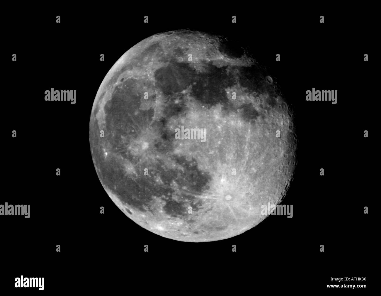 The moon, one day after full moon Stock Photo - Alamy