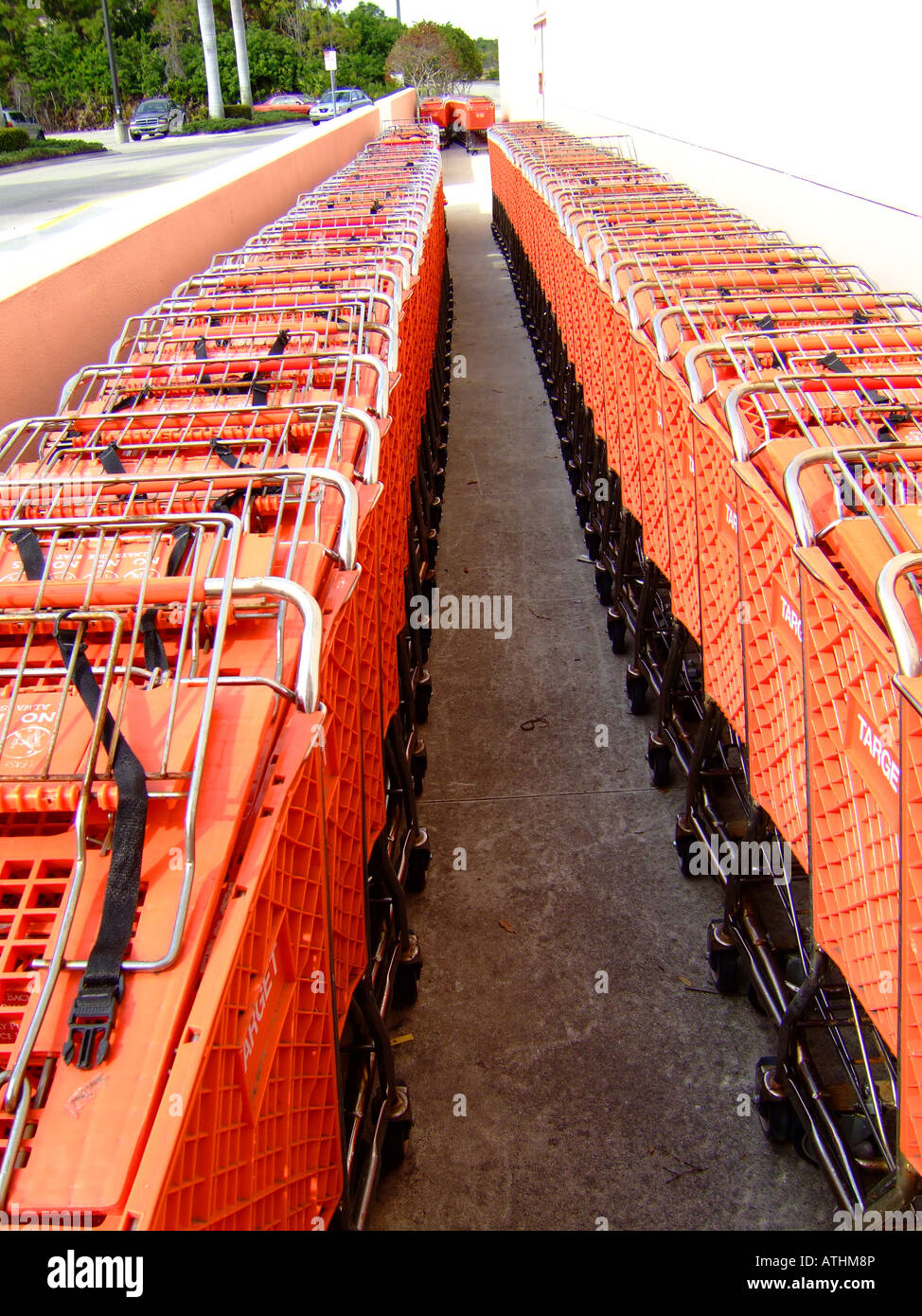 Row of shopping cart wagons in a shopping mall Stock Photo - Alamy