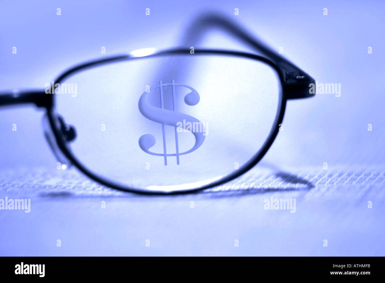 Dollar Sign on Eyeglass Lens Stock Photo - Alamy