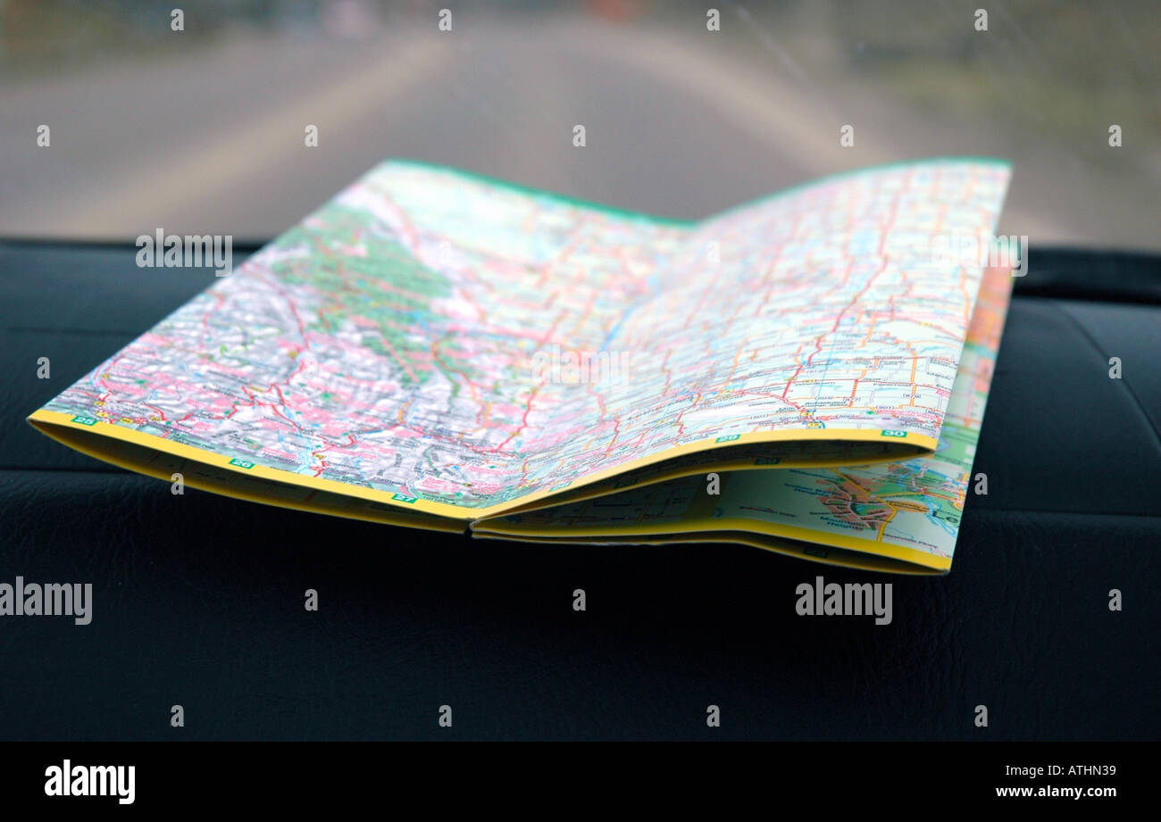 Map on Dashboard Stock Photo - Alamy