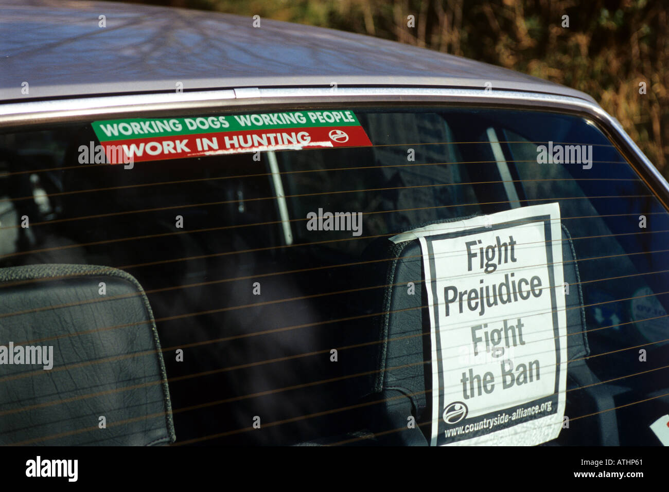 Countryside Alliance poster in car window Stock Photo - Alamy