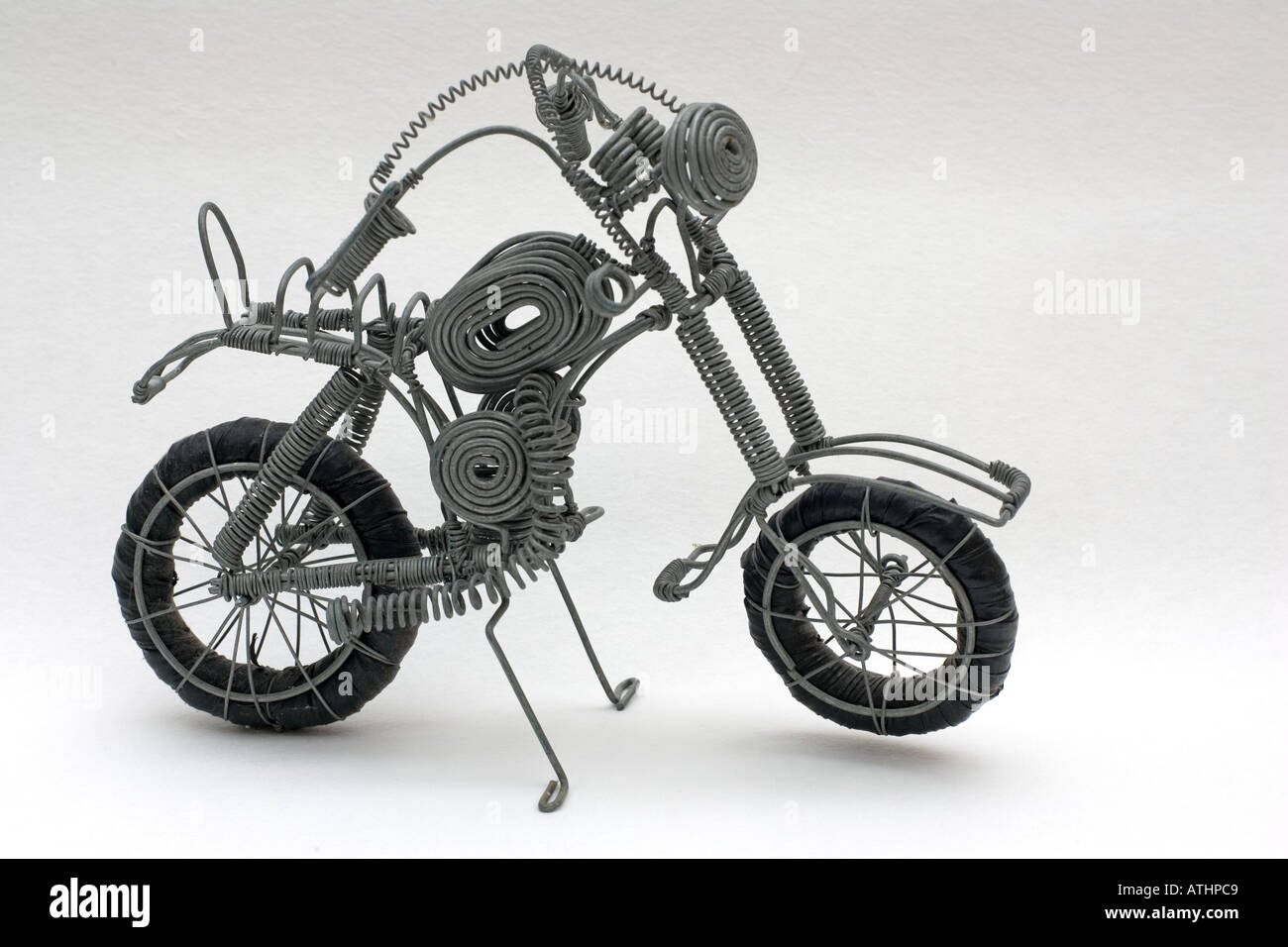 Model motorcycle made from soft steel wire made and sold by Kenyan ...