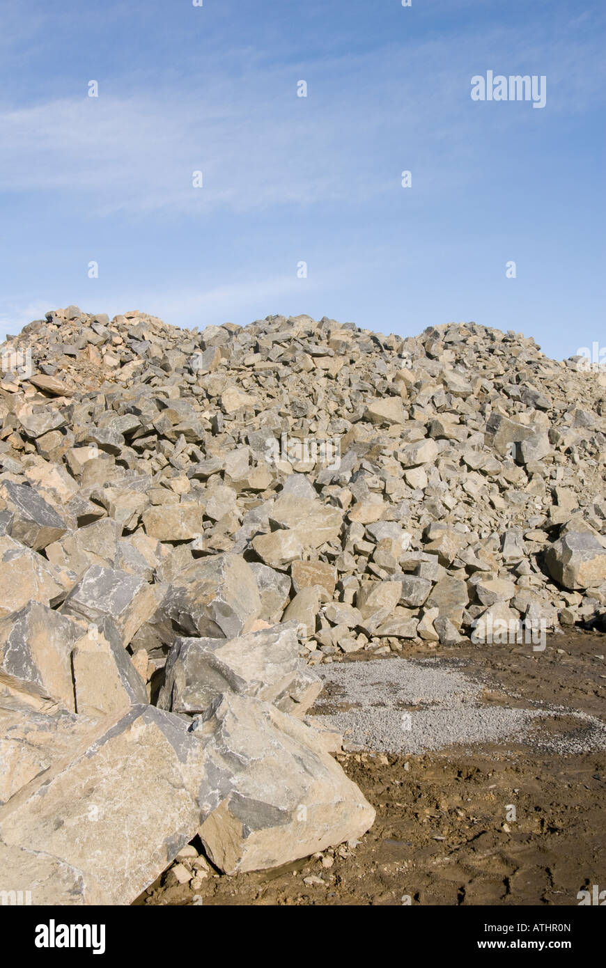 piles of rock at clee hill quarry Stock Photo - Alamy
