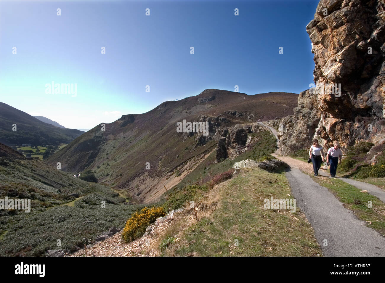 Walking Sychnant Pass Gwynedd North Wales Stock Photo - Alamy