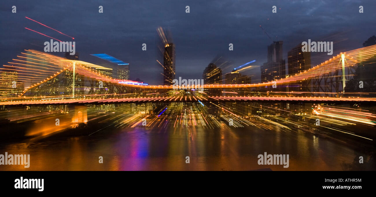 Zoom effect image of the Story Bridge at night Brisbane Australia Stock ...