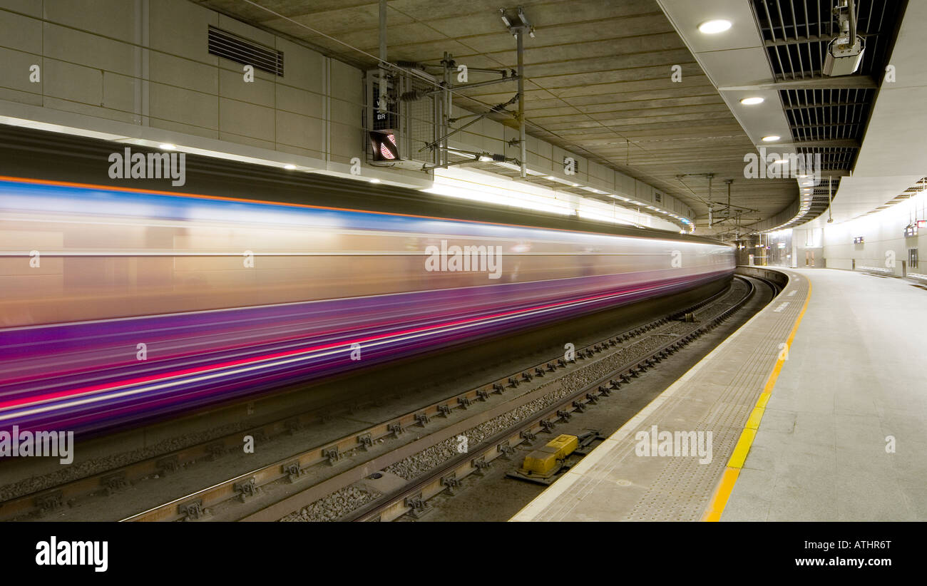 blur of a first capital connect train passing through st pancras ...